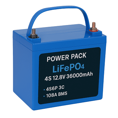 12.8V 36000mAh LiFePO4 Battery Pack with 108A BMS High dis.