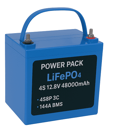 12.8V 48000mAh LiFePO₄ Battery Pack 4S8P 144A BMS High